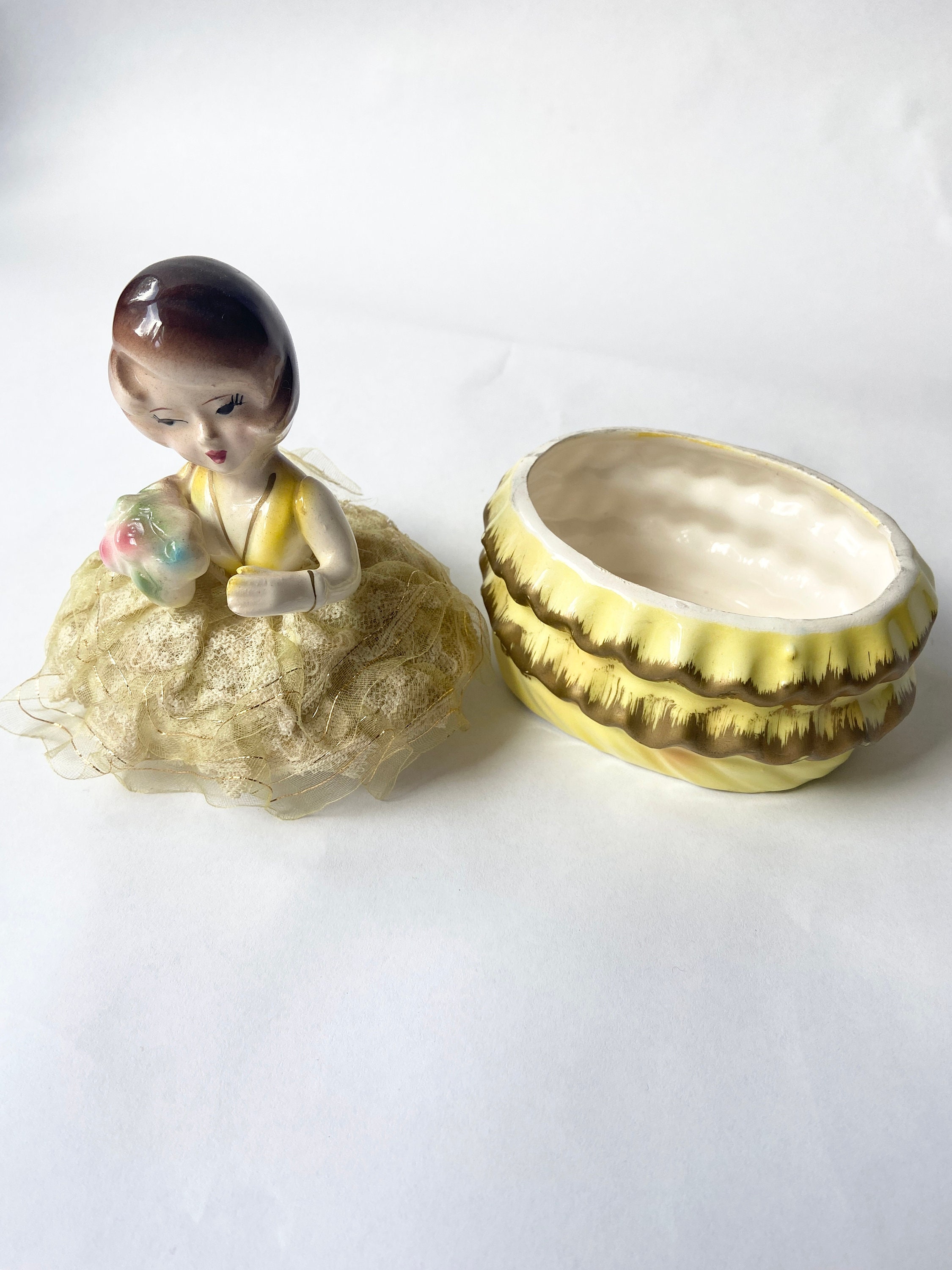 Vintage Ucagco Japan Yellow Dress Girl Jewelry Trinket Box - Etsy