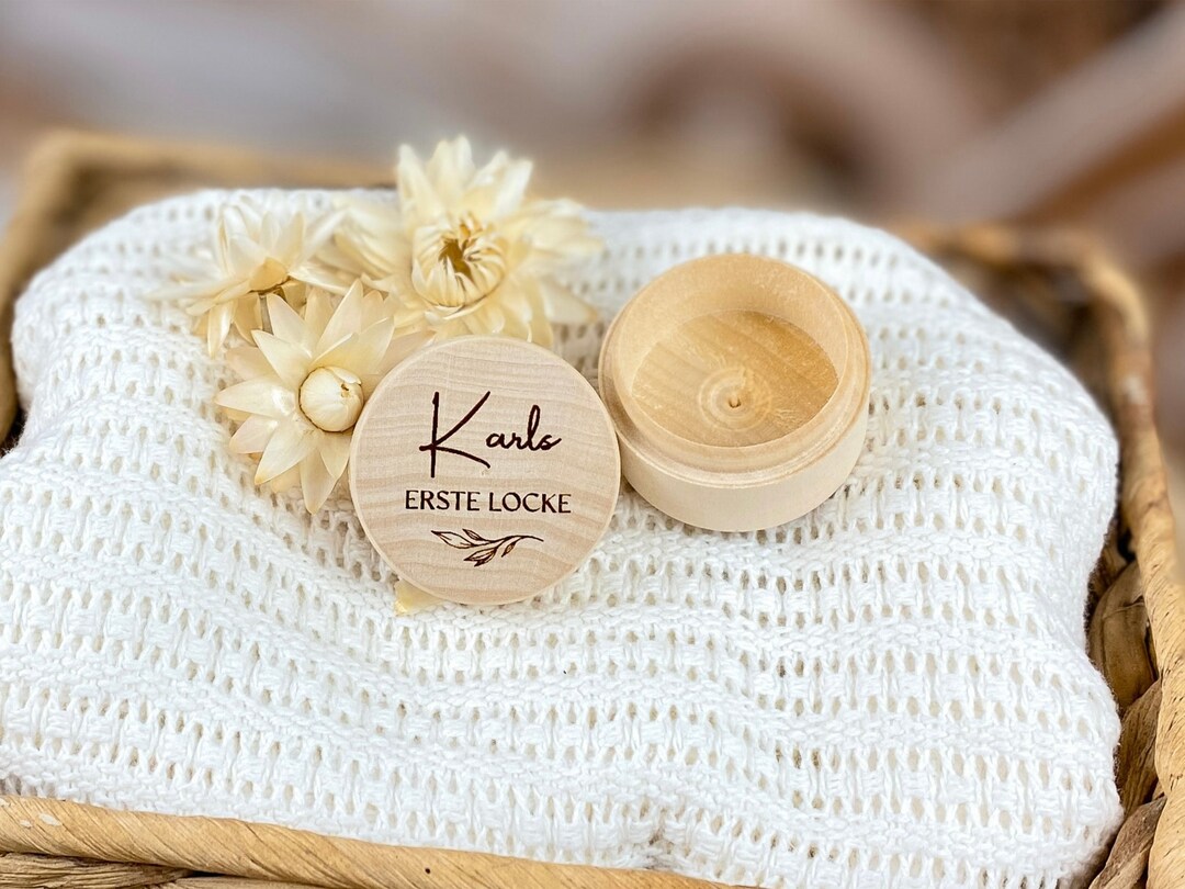 Personalized 1st Haircut Keepsake Box, Wooden First Curl Holder, Eco ...