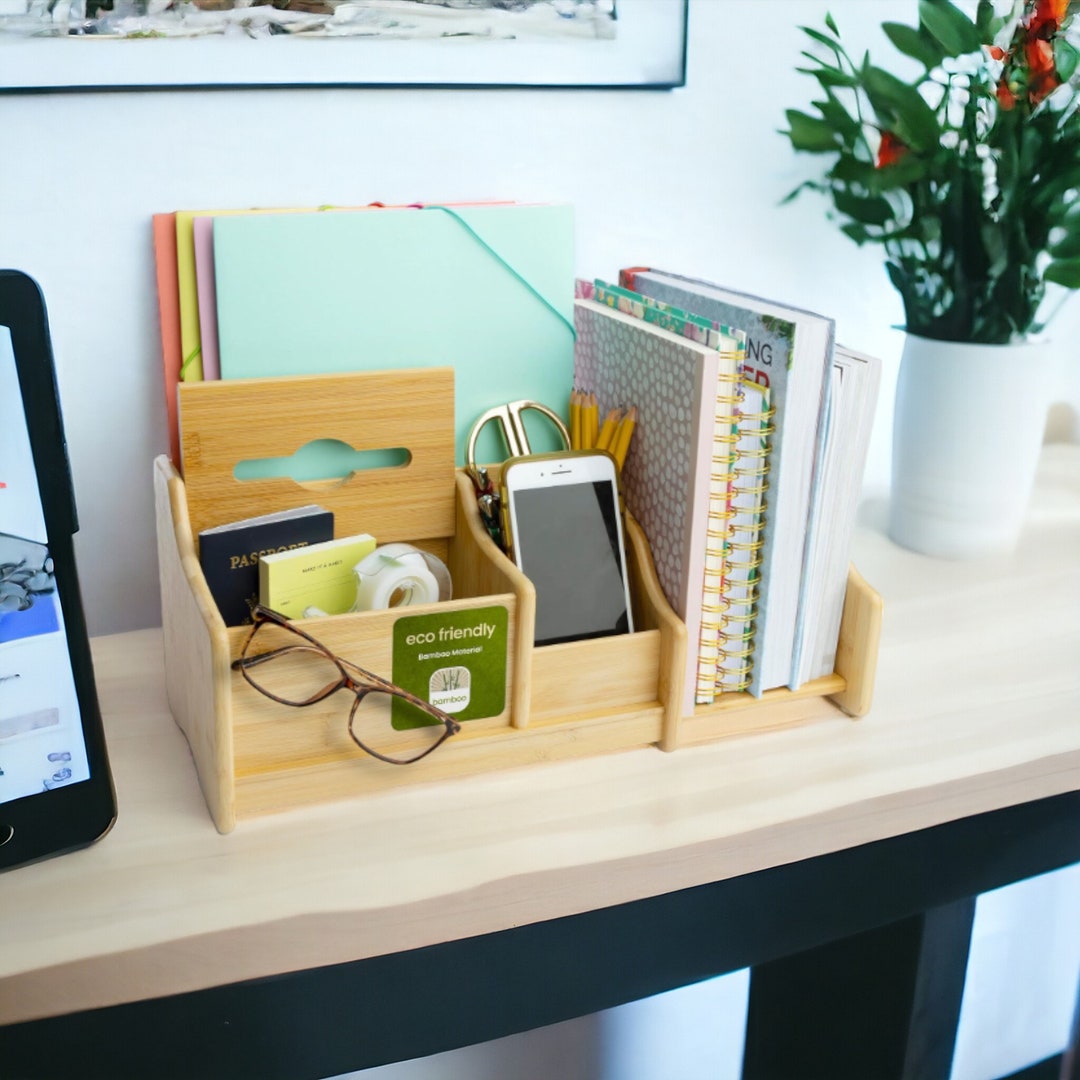 Bamboo Desk Organizer, Wood Desktop Shelf, Perfect Office Decor for ...
