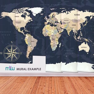 Geographically Accurate World Map Mural Peel and Stick Wallpaper ...