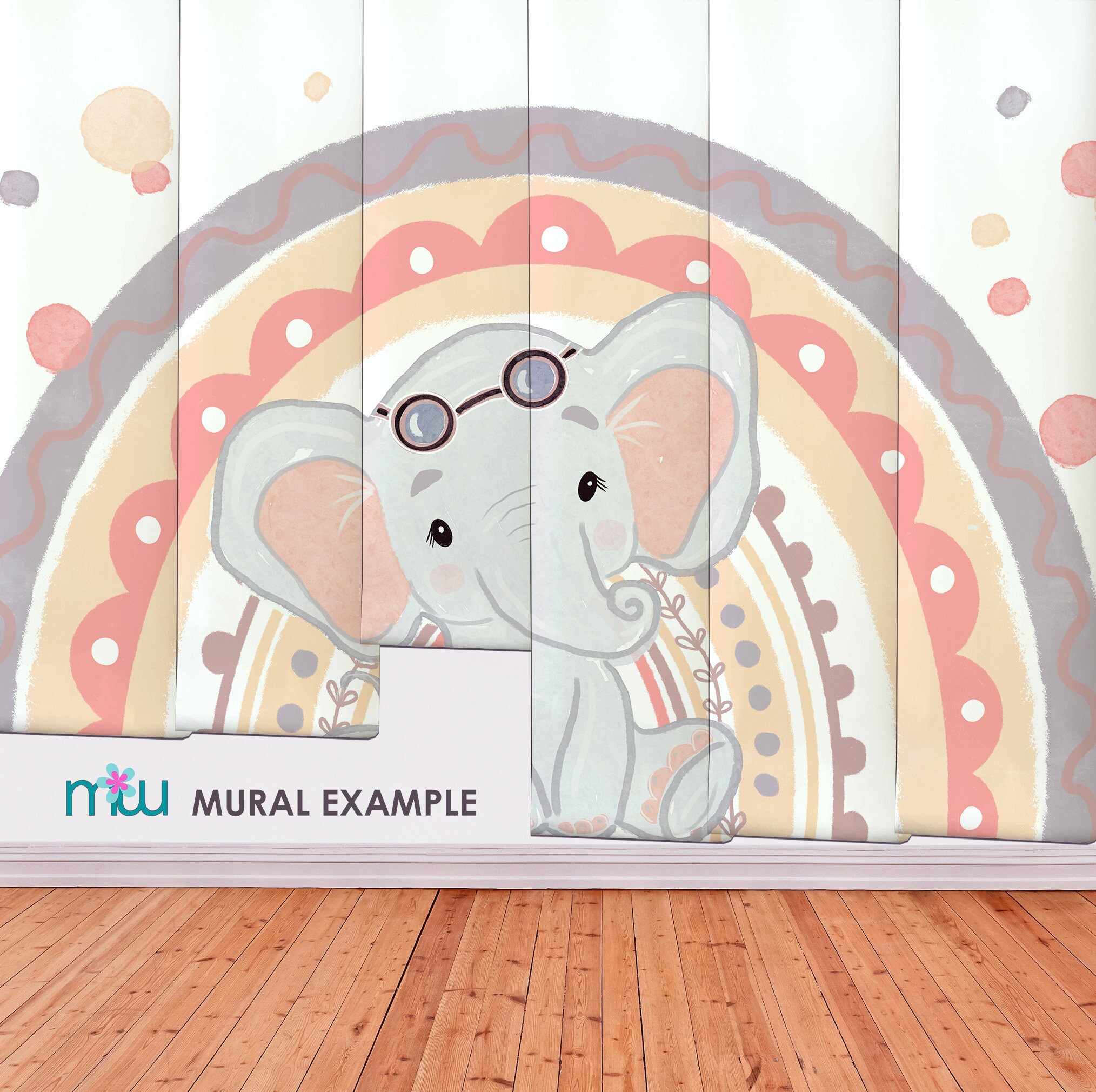 Rainbow Elephant Wallpaper Mural Peel and Stick Wallpaper,removable ...