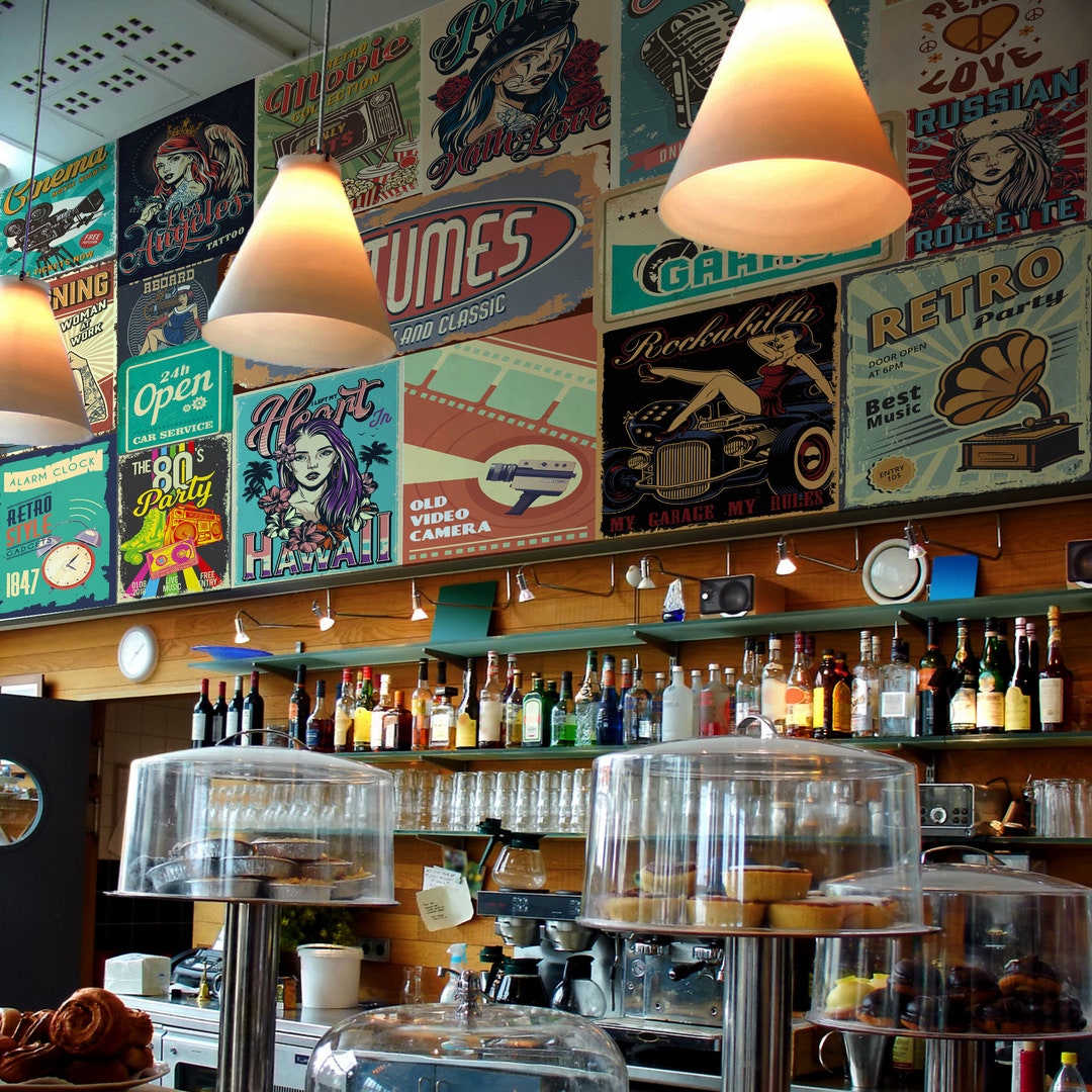 Retro Collage Wallpaper Mural Peel and Stick Wallpaper,removable ...