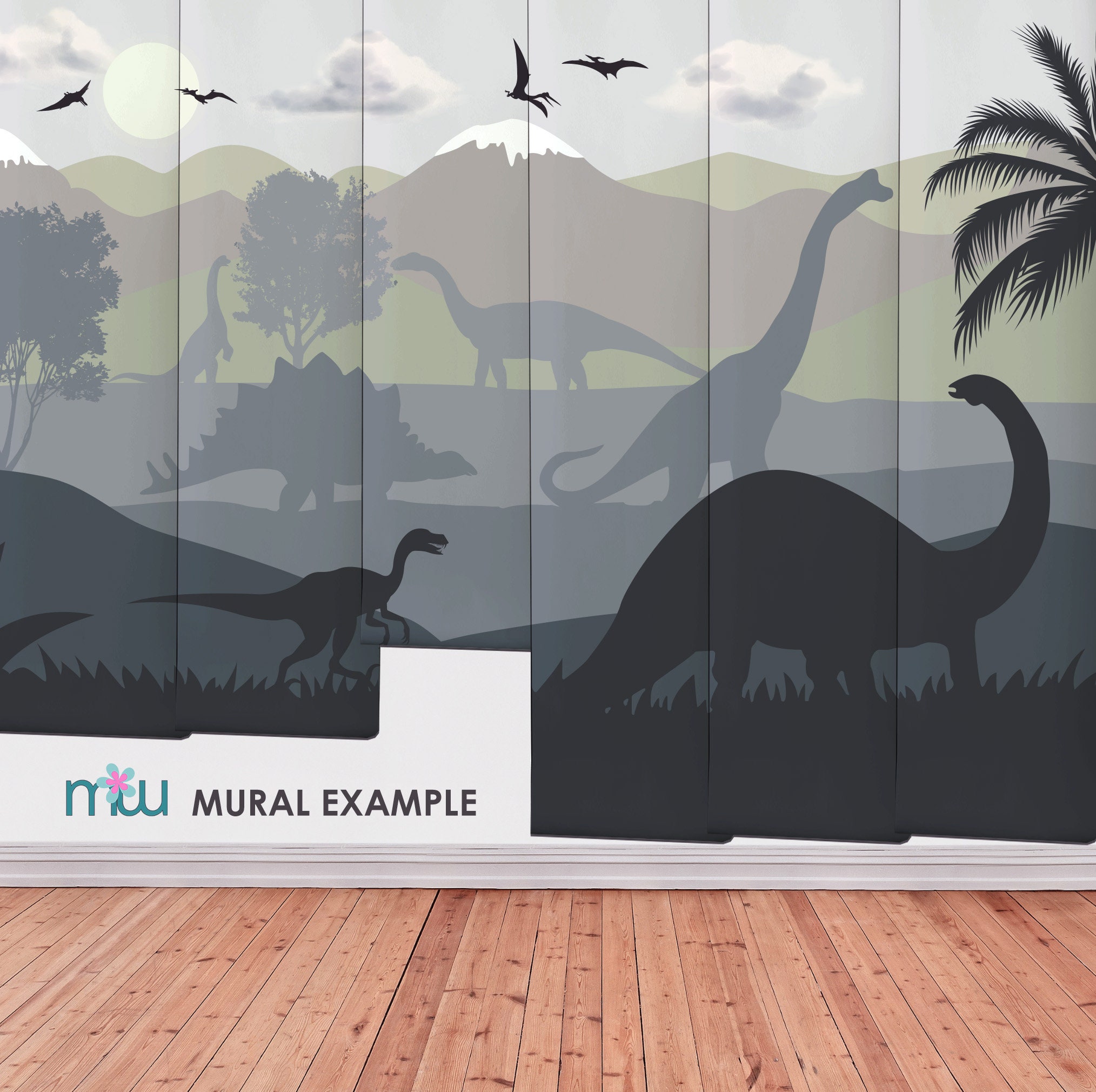 Green Dinosaur Wallpaper Mural Peel and Stick - Etsy