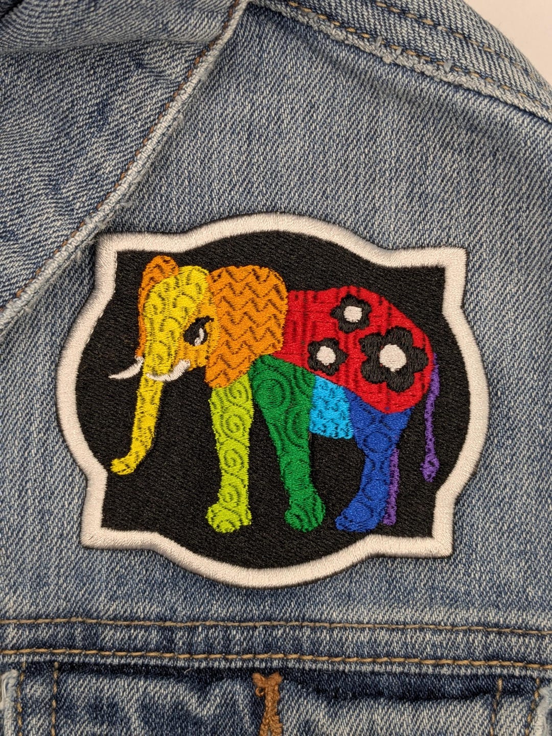 Rainbow Elephant Embroidered Patch Colorful Patchwork Elephant Patch to ...