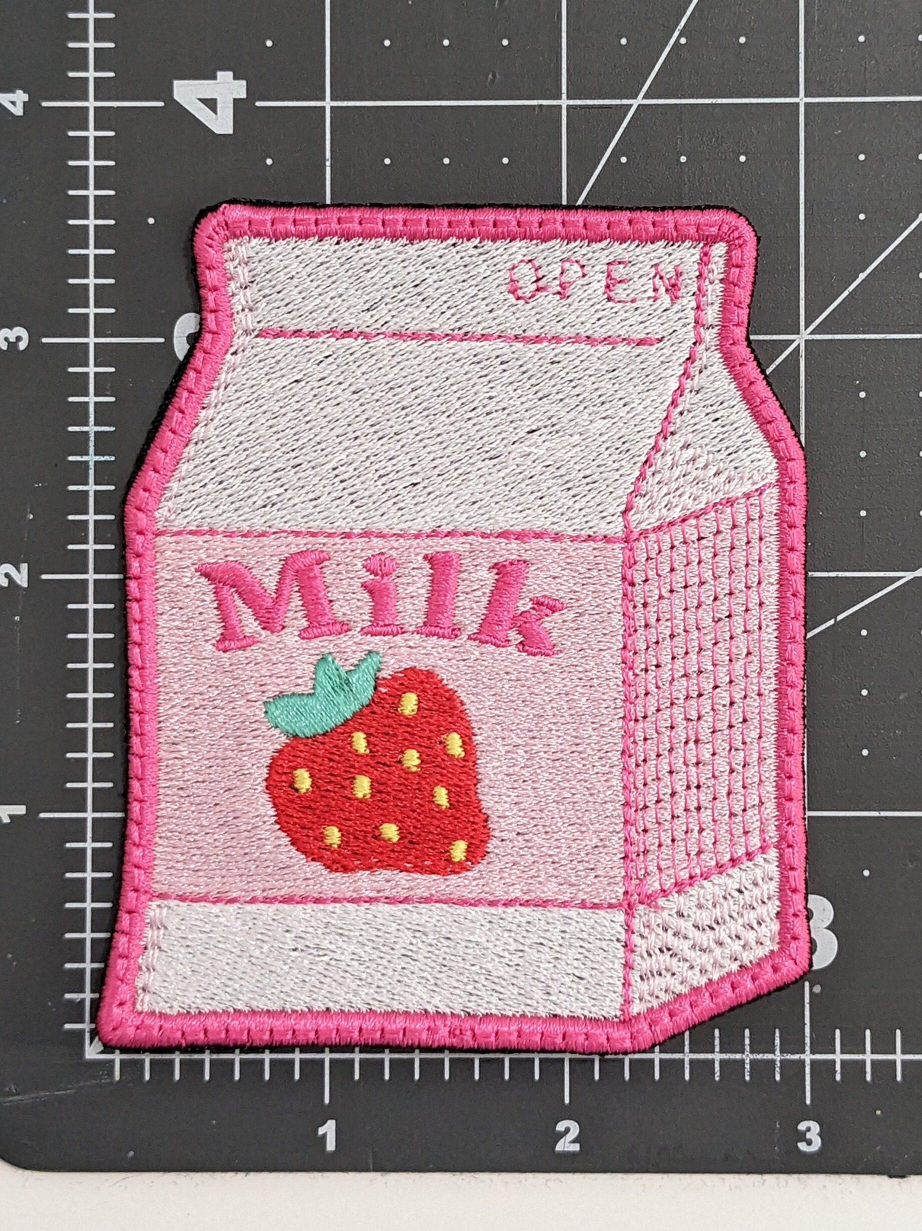 Strawberry Milk Carton Embroidered Patch Iron On Sew on for - Etsy