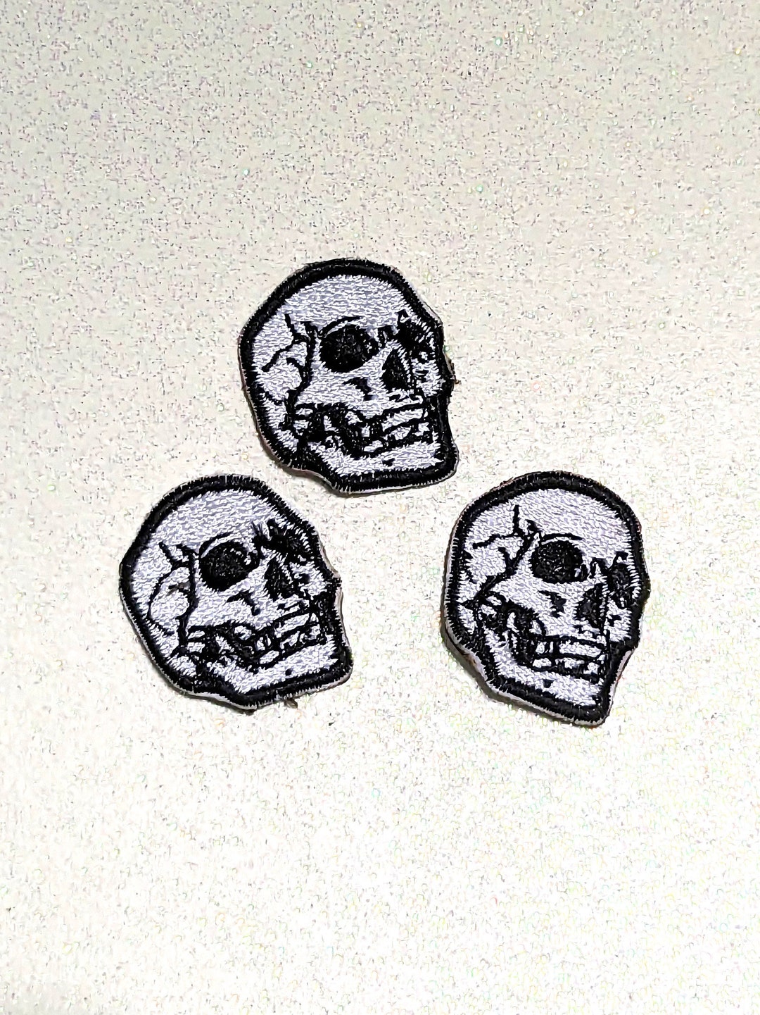 Three Small Human Skulls Machine Embroidered Patchs, Set of 3, Iron on ...