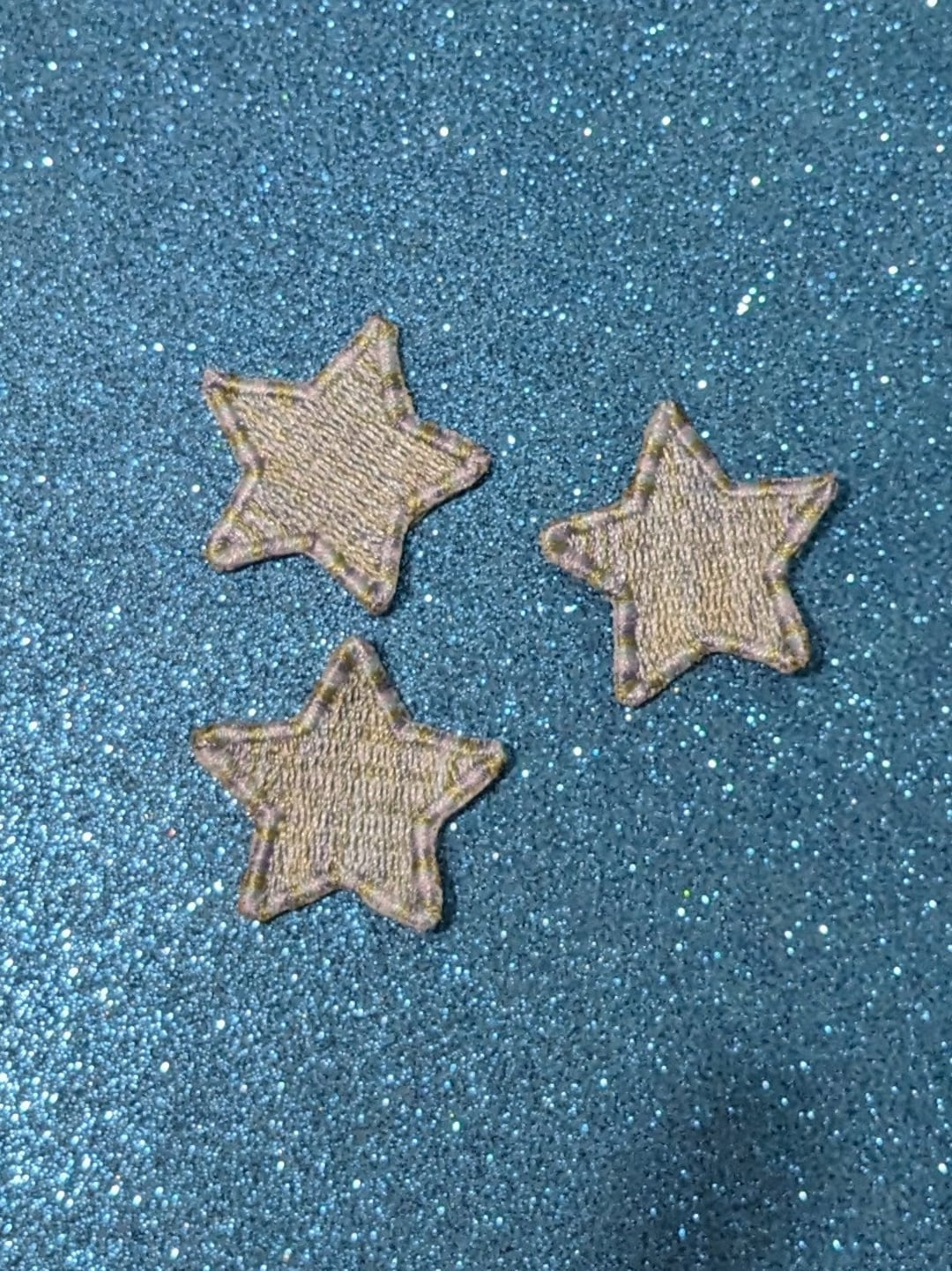 Three Cute Small Colorful Silver Star Embroidered Patches, Set of 3 ...