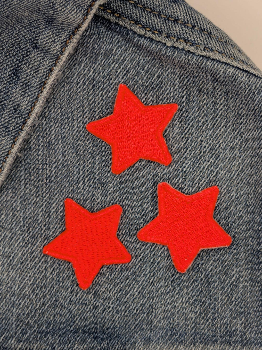 Star Embroidered Patch Set of Three Neon Watermelon Small Stars Sew ...