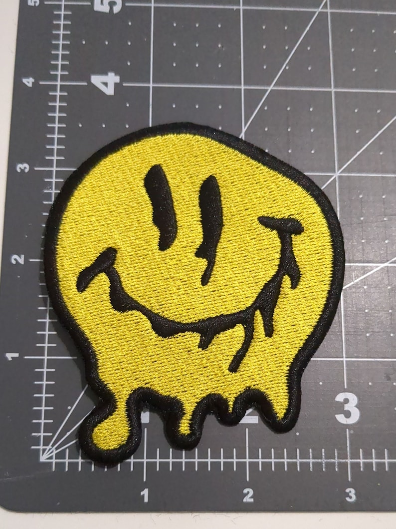 Melting Smiley Face Smile Embroidered Patch Iron On Sew On - Etsy