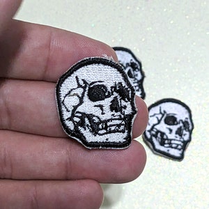 Three Small Human Skulls Machine Embroidered Patchs, Set of 3, Iron on ...