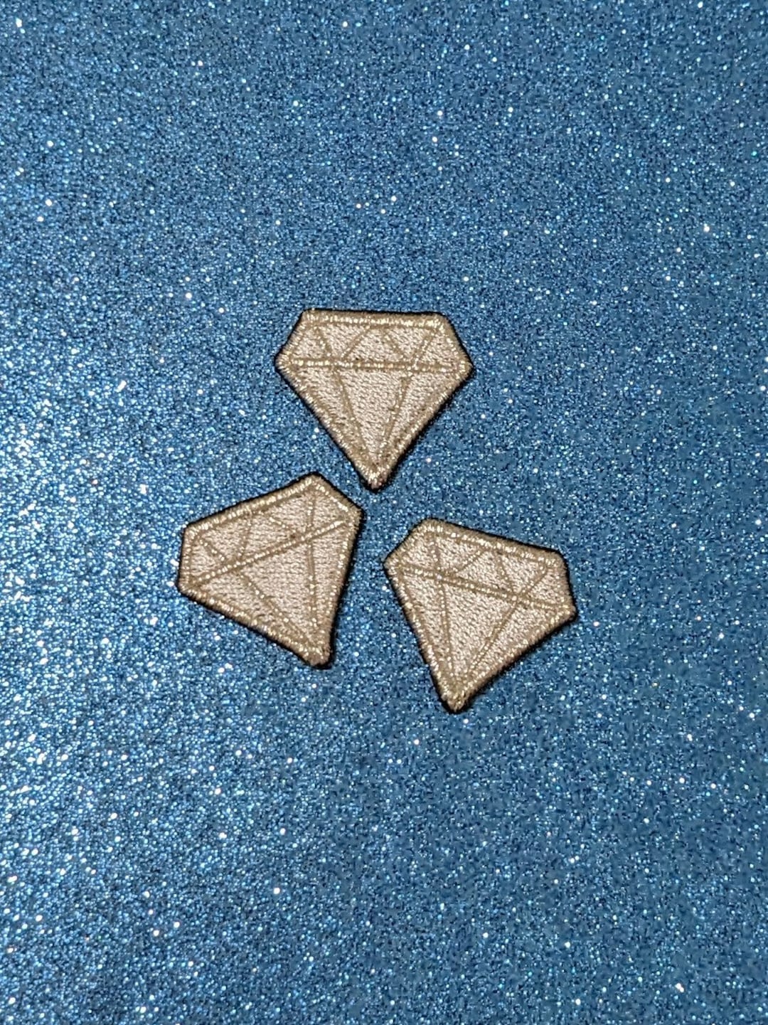 Three Cute Small Silver Diamonds Machine Embroidered Patchs, Set of (3 ...
