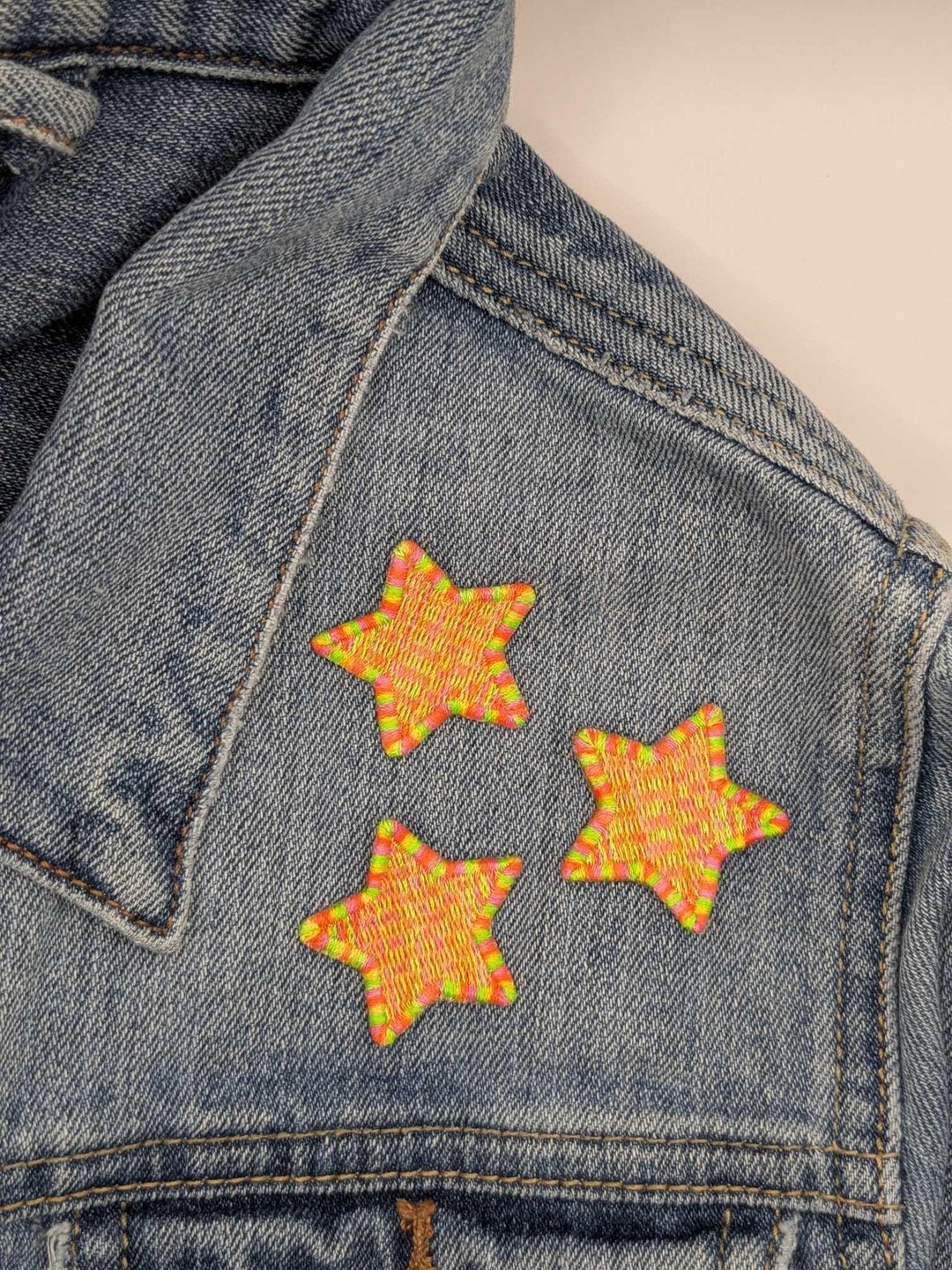 Neon Star Embroidered Patch Set of Three Cute Star Patches to Sew or ...