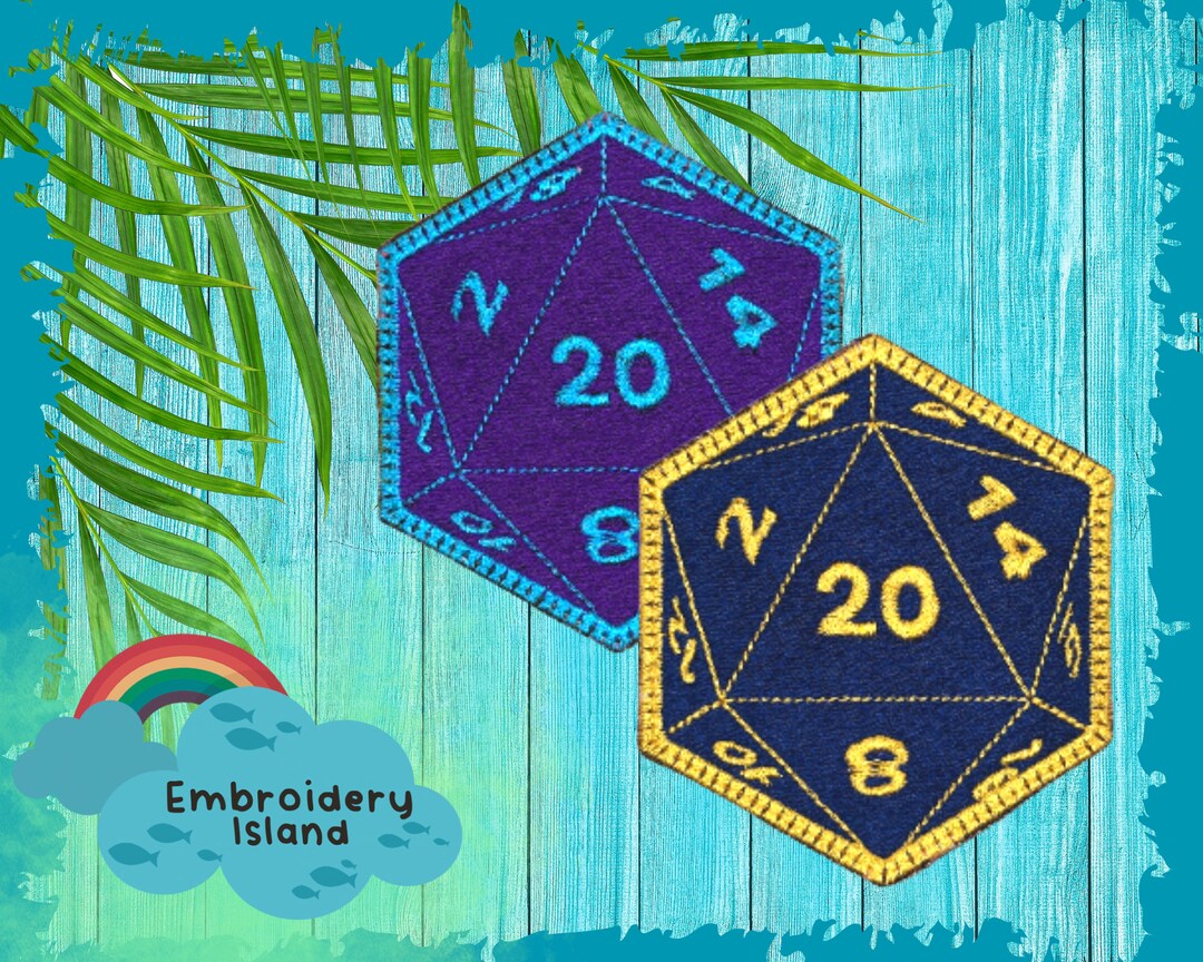 D20 Machine Embroidered Patch | Sew on | Iron on Personalization for ...