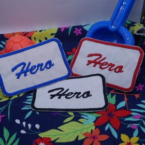Hero Name Tag Machine Embroidered Patch, Sew on Embroidery Accessory ...