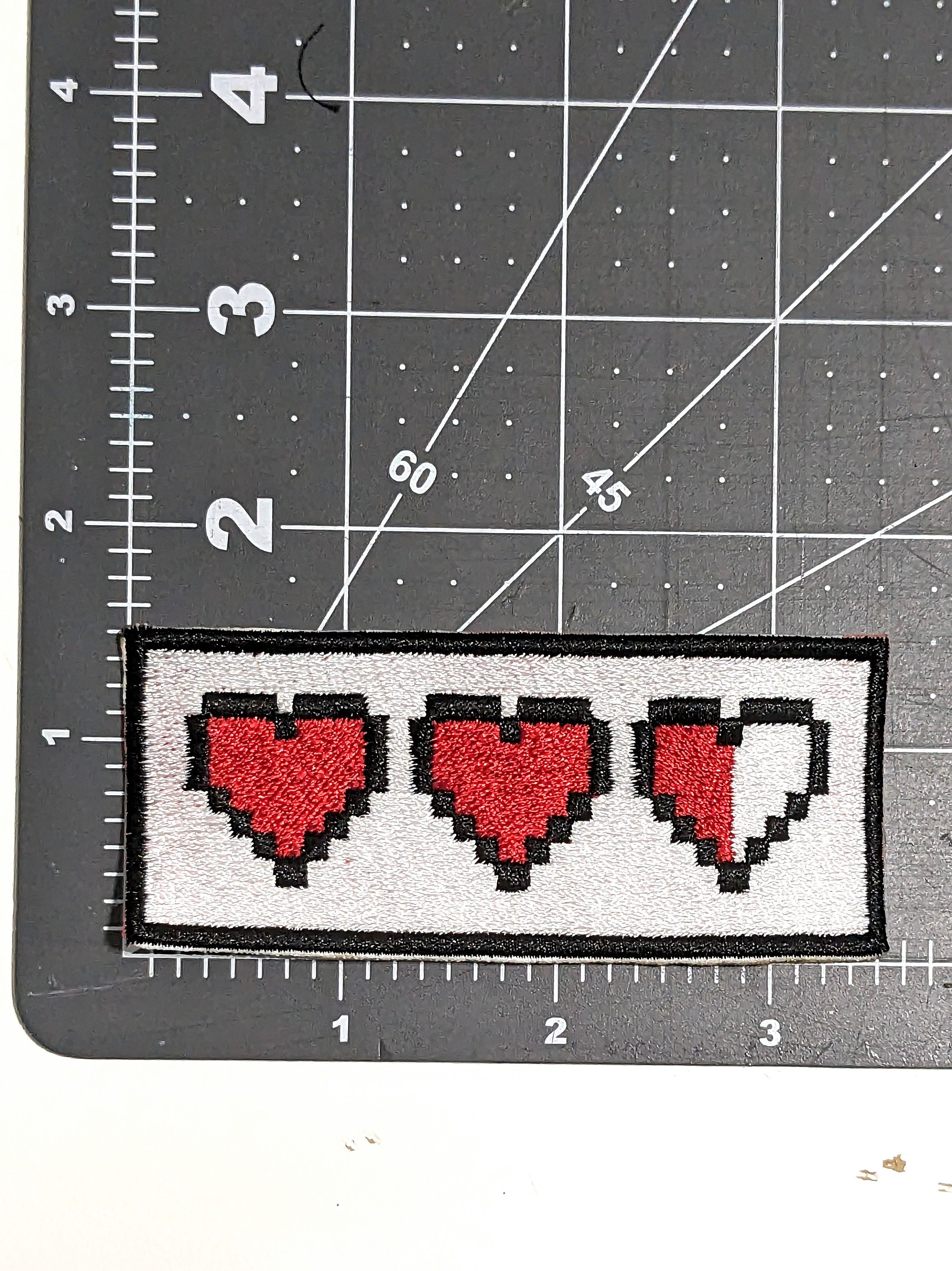 Retro Gaming Health Gauge Meter Machine Embroidered Patch, 8 Bit Hearts ...