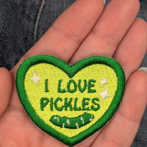 I Love Pickles Machine Embroidered Patch, Pickled Vegetable Food Fun Sew on Patch for Clothes ...