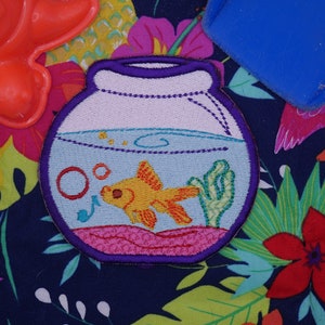 Singing Goldfish in a Bowl Machine Embroidered Patch, Iron On, Sew ...