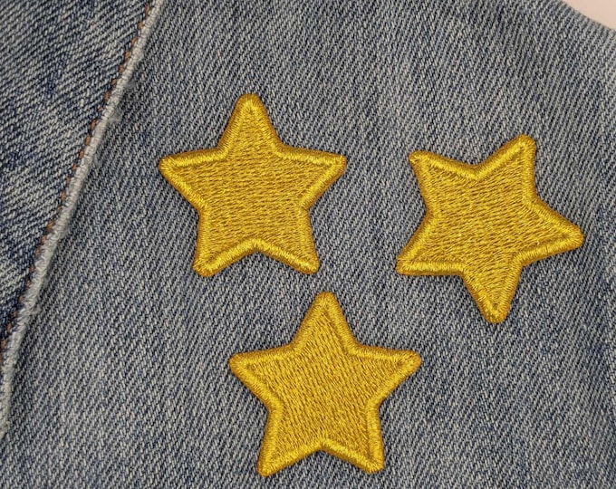 2 Pcs Tiny Gold & Silver Metallic Bullion Stars Applique 3/8” 5/8" 7/8 ...