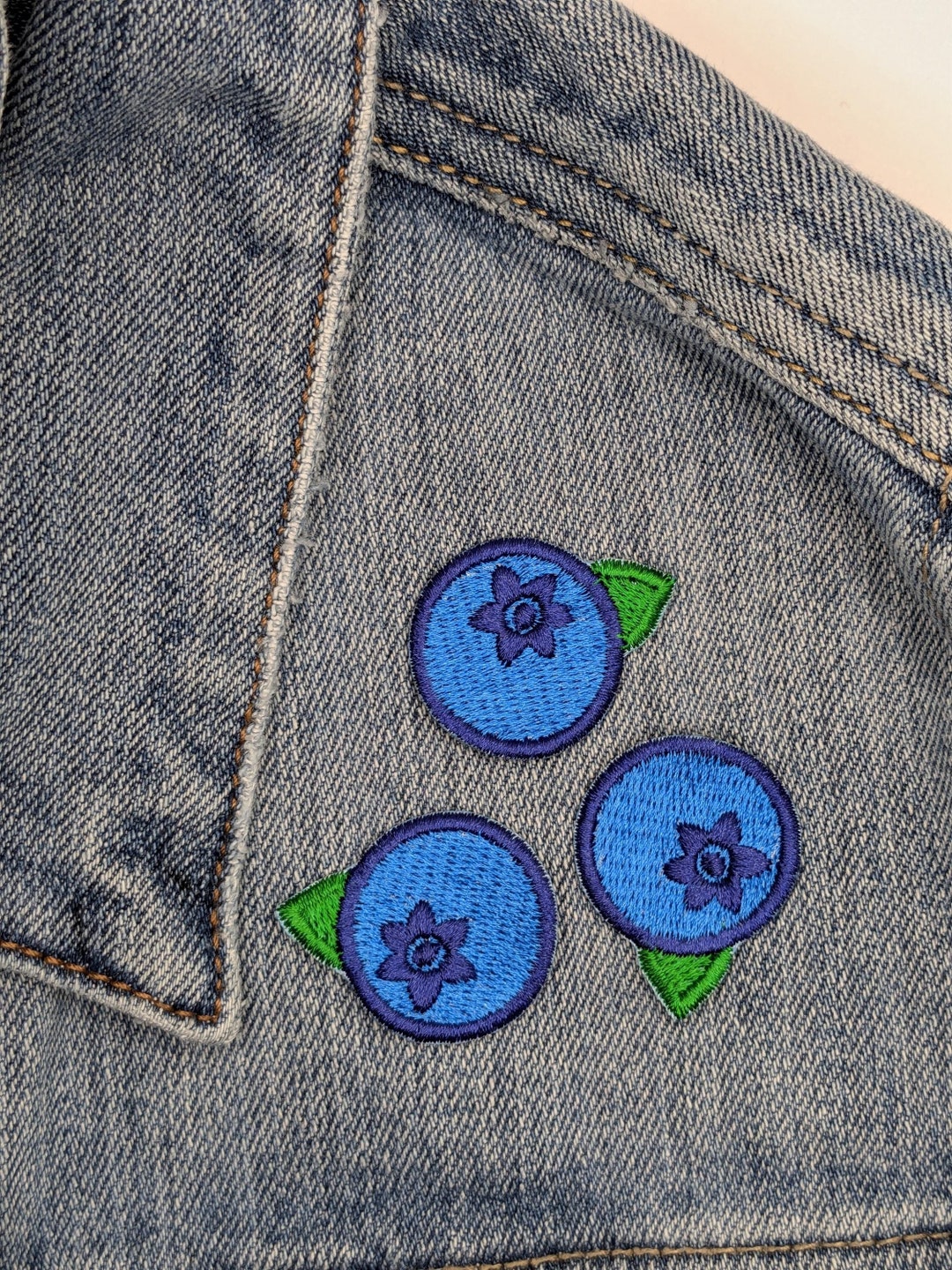 Blueberry Patches, Set of Three. Cute and Tiny Machine Embroidered ...