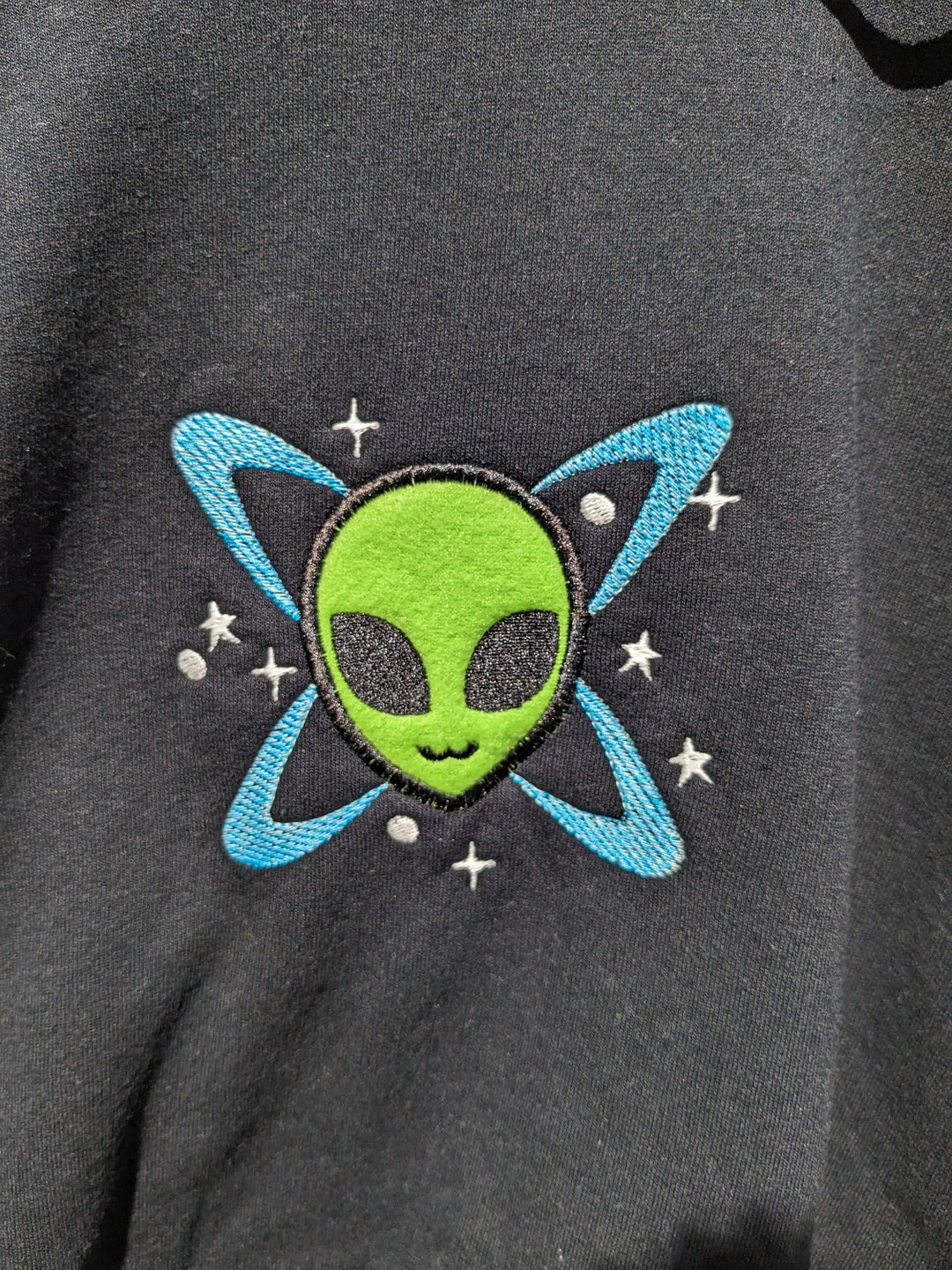 Cute Alien Extraterrestrial Embroidered Pullover Hoodie, Heavy Cotton ...