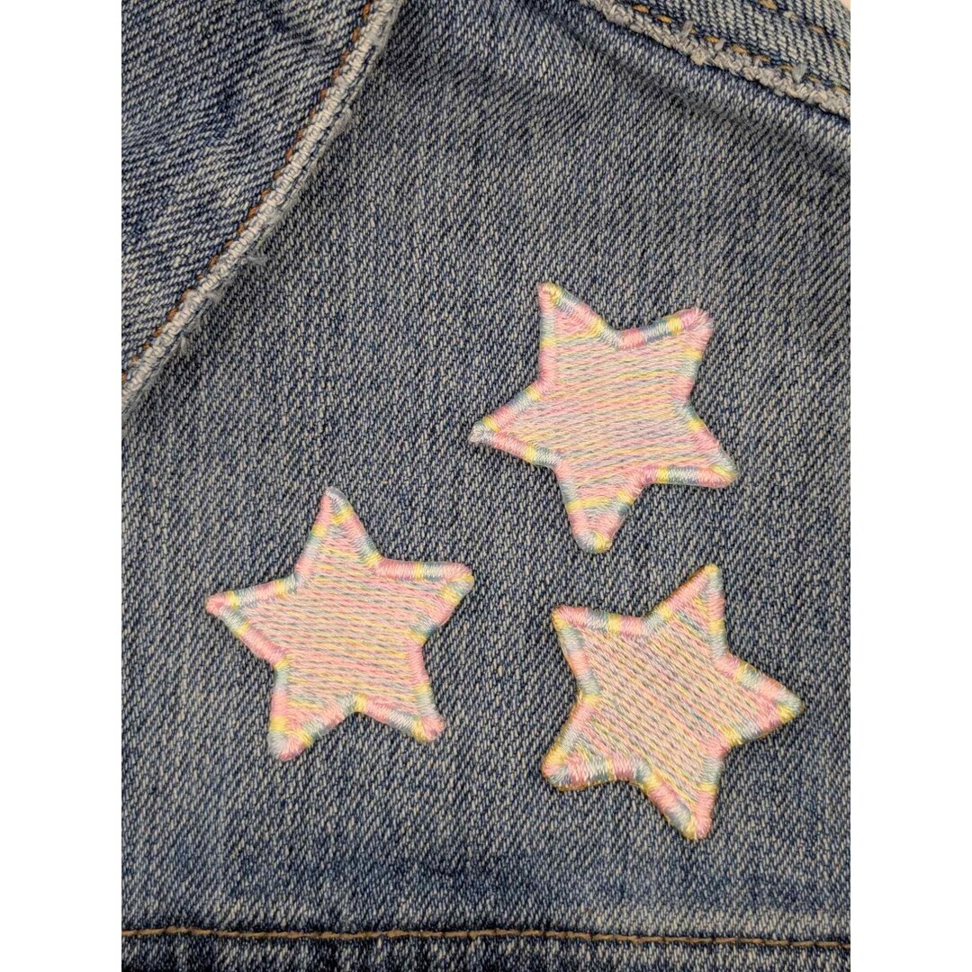 Pastel Star Embroidered Patch Set of Three Small Kawaii Pastel Stars ...