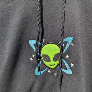 Cute Alien Extraterrestrial Embroidered Pullover Hoodie, Heavy Cotton ...