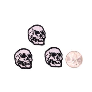 Skull Machine Embroidered Patches Set of Three Tiny Human Skull Patches ...