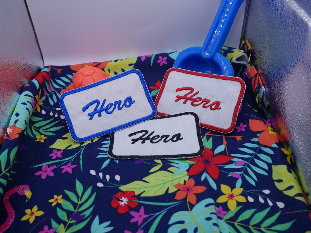 Hero Name Tag Machine Embroidered Patch, Sew on Embroidery Accessory ...
