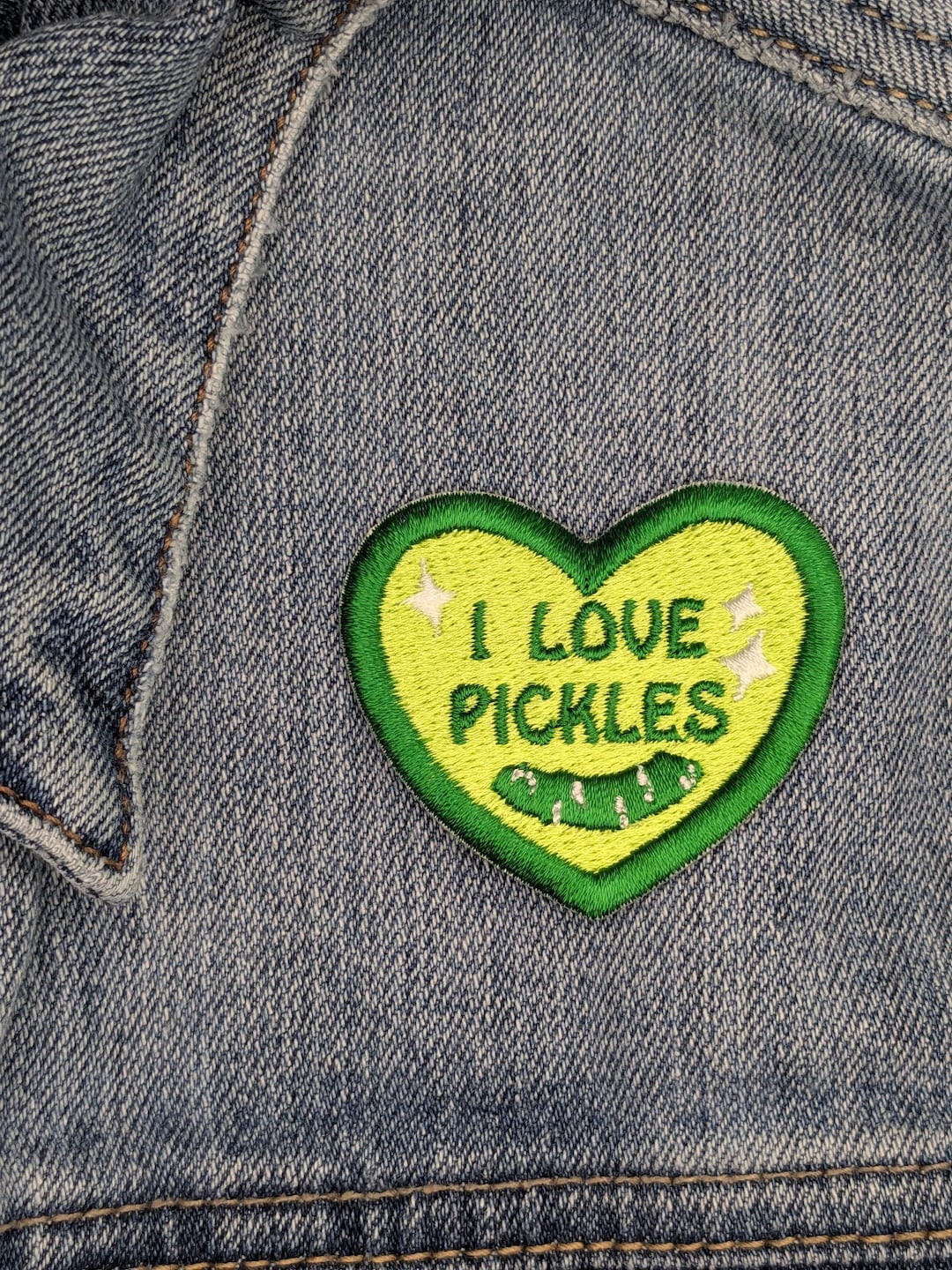 I Love Pickles Machine Embroidered Patch, Pickled Vegetable Food Fun ...