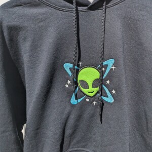Cute Alien Extraterrestrial Embroidered Pullover Hoodie, Heavy Cotton ...