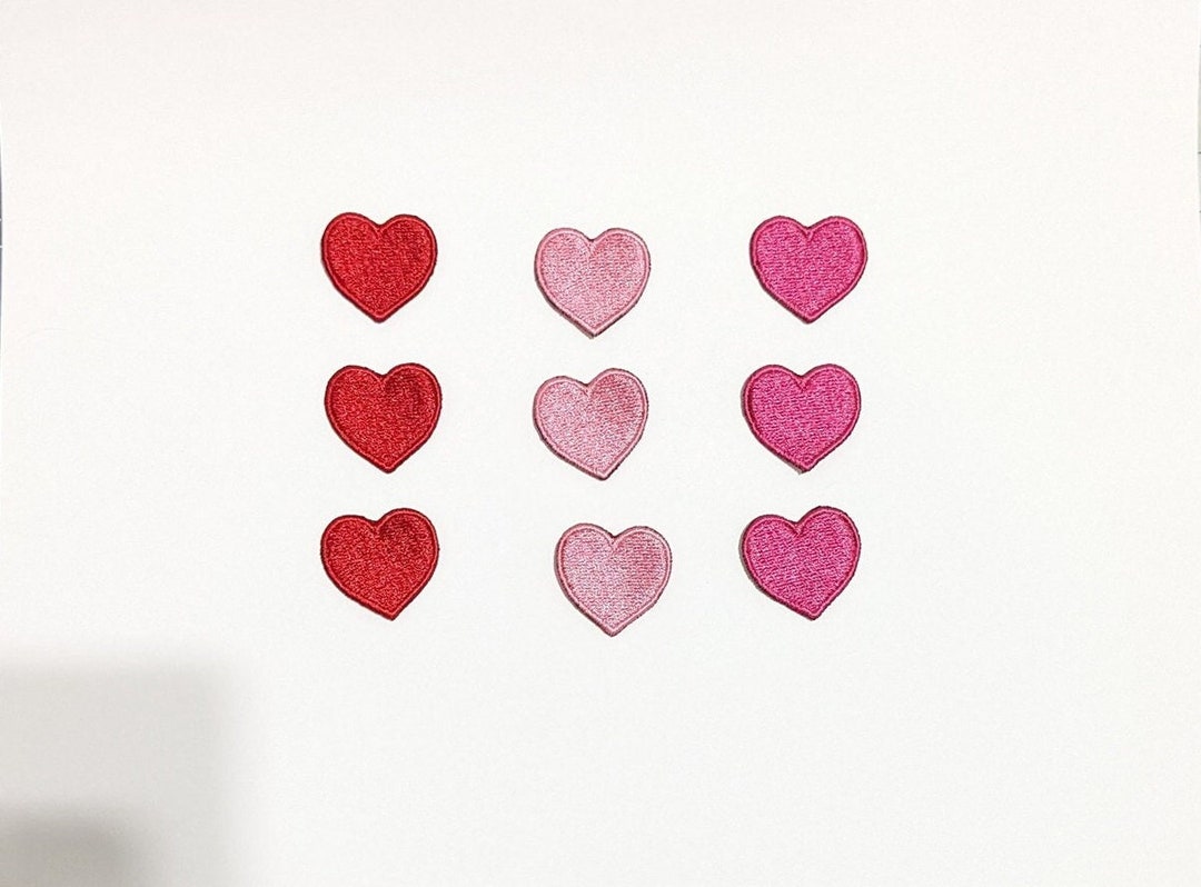 Three Cute Small Hearts Machine Embroidered Patches, Set of (3), Sew on ...