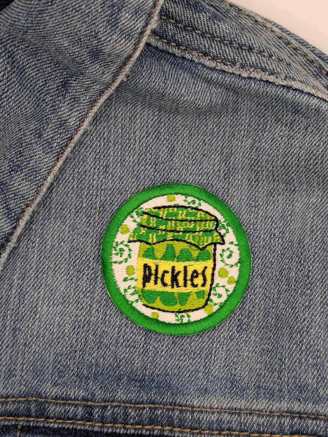 Pickle Jar Machine Embroidered Patch Great Gift for Pickle Lovers Sew Onto Hats, Bags, Jackets ...