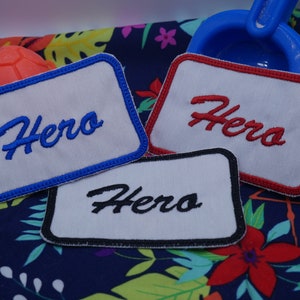 Hero Name Tag Machine Embroidered Patch, Sew on Embroidery Accessory ...