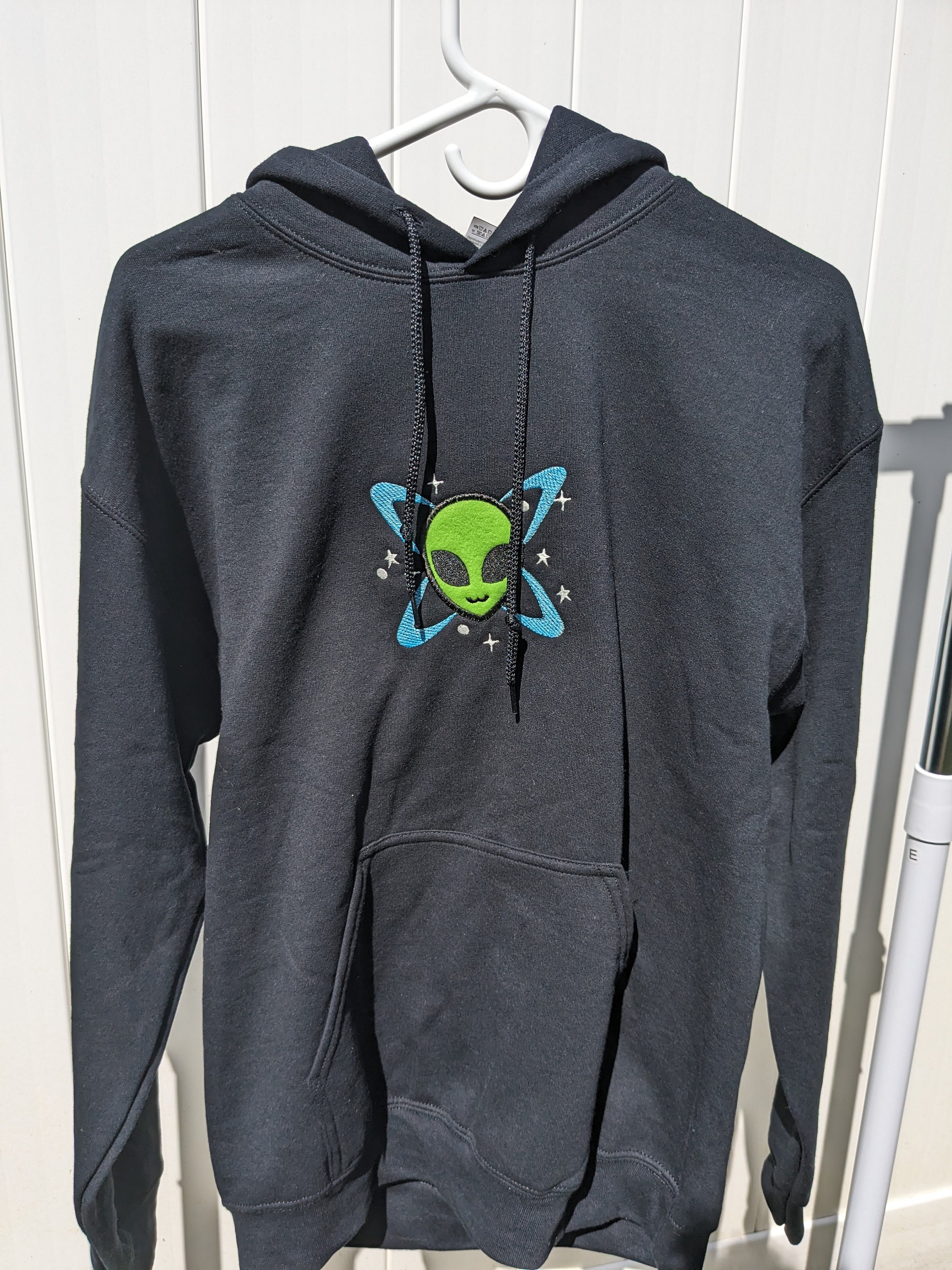 Cute Alien Extraterrestrial Embroidered Pullover Hoodie, Heavy Cotton ...