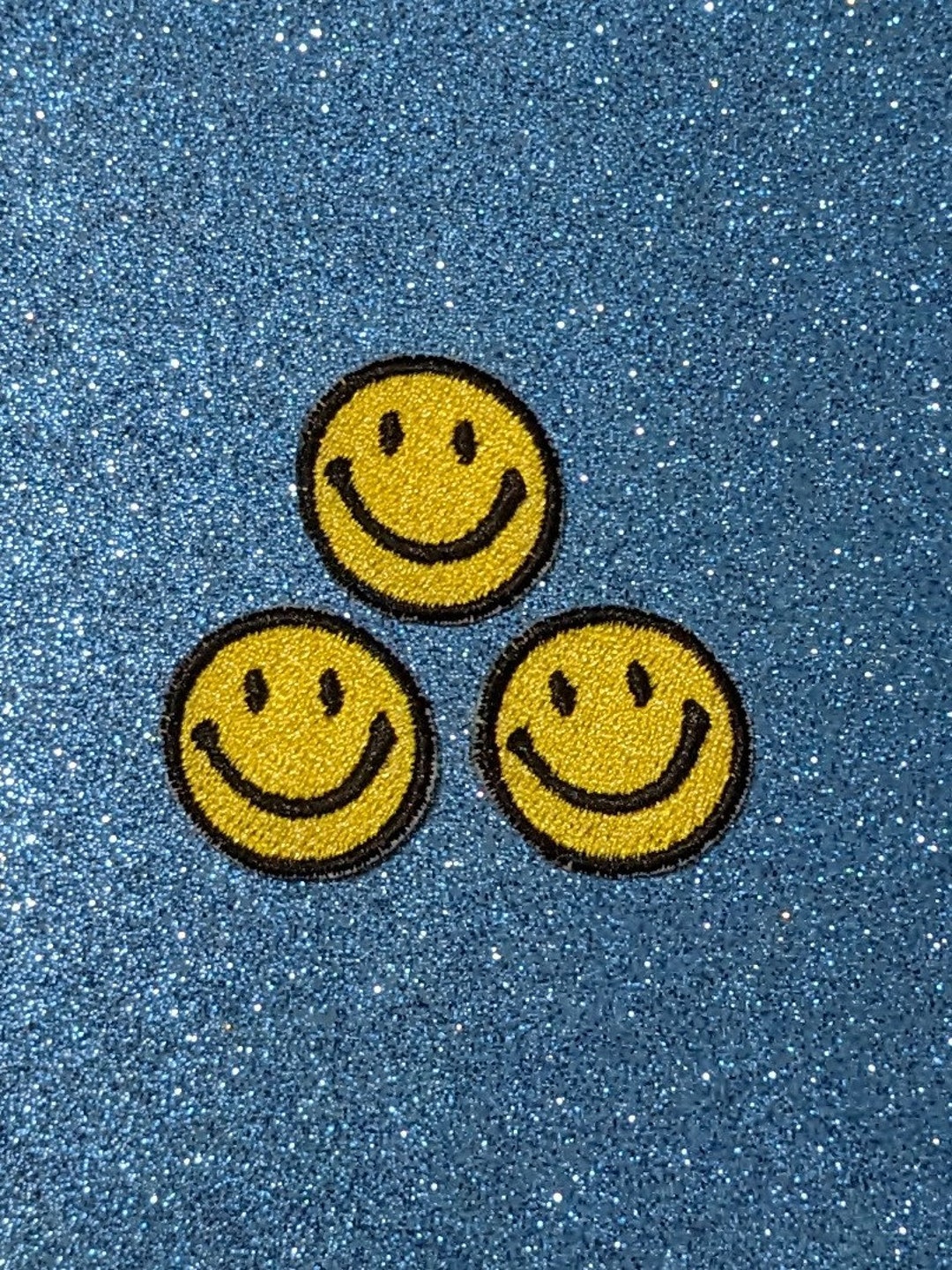 Three Cute Small Happy Smiley Face Machine Embroidered Patchs, Set of ...