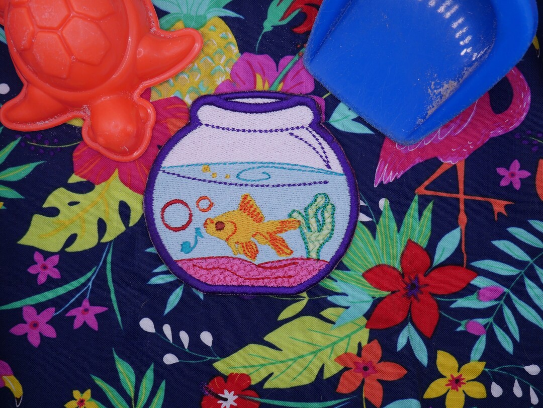 Singing Goldfish in a Bowl Machine Embroidered Patch, Iron On, Sew ...