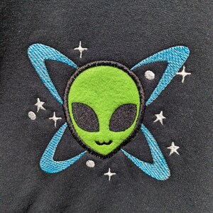 Cute Alien Extraterrestrial Embroidered Pullover Hoodie, Heavy Cotton ...