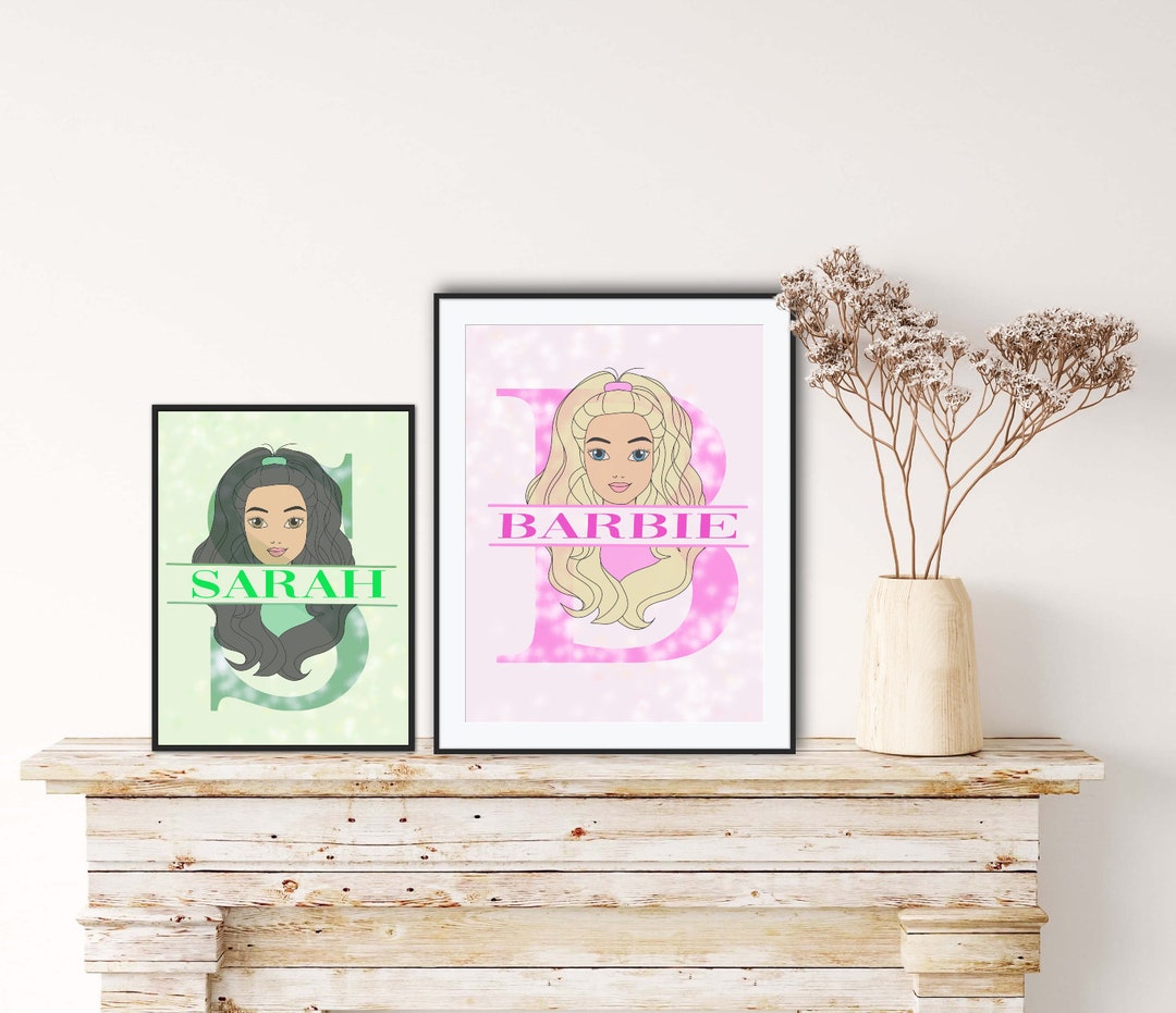 Custom Barbie Initial Poster - Etsy