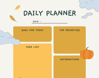 Daily Planner Printable, Instant Download, Minimal Productivity Planner ...
