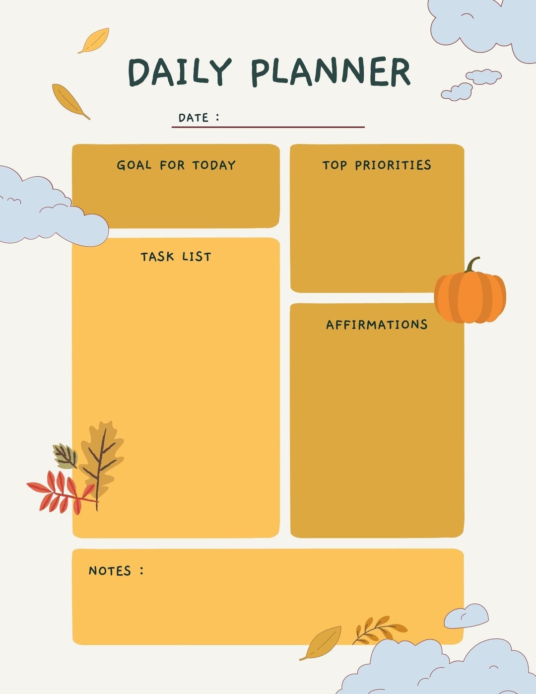 Daily Planner Printable, Instant Download, Minimal Productivity Planner ...