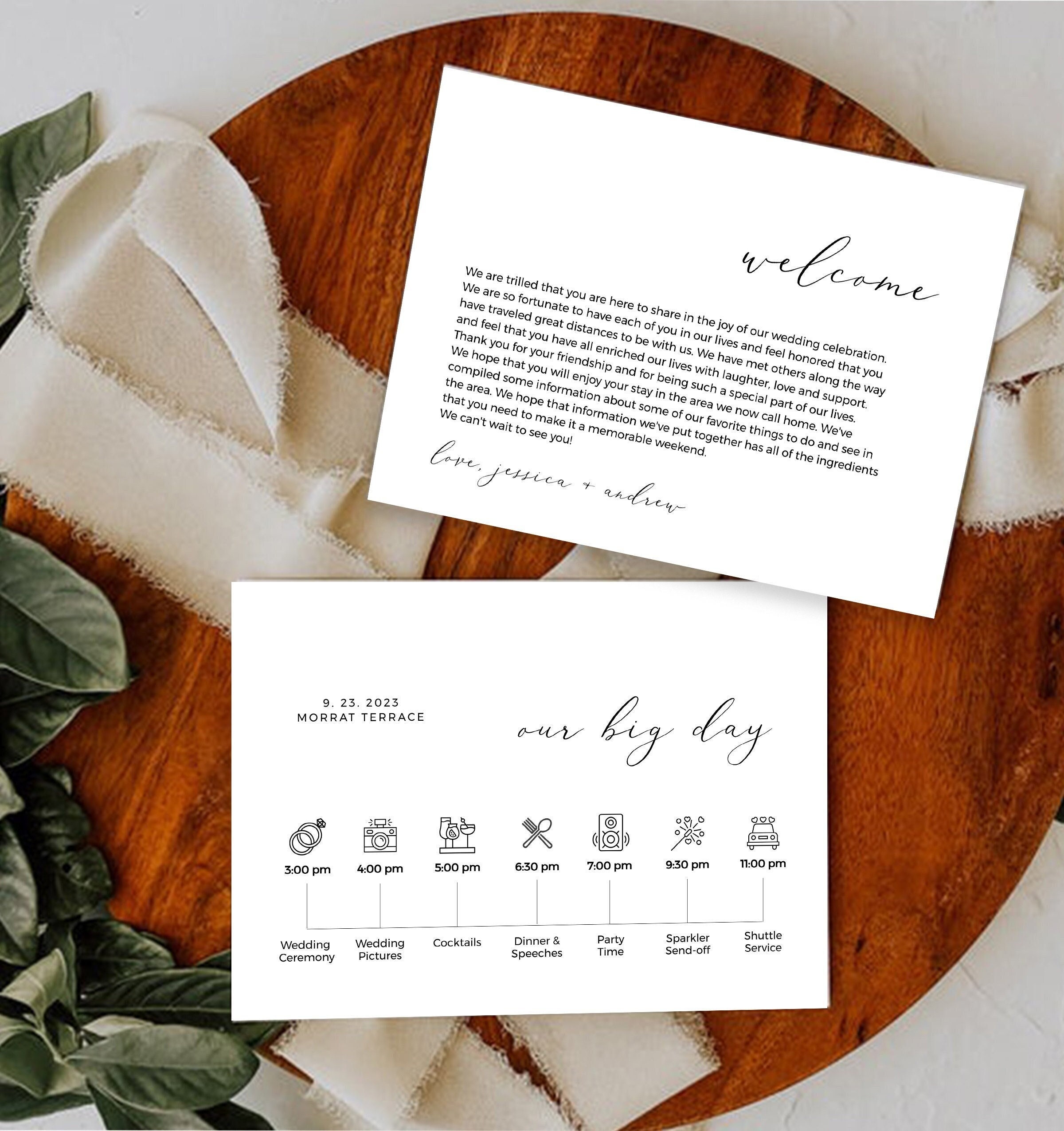 Wedding Welcome Letter, Wedding Timeline Template, Minimalist Wedding ...