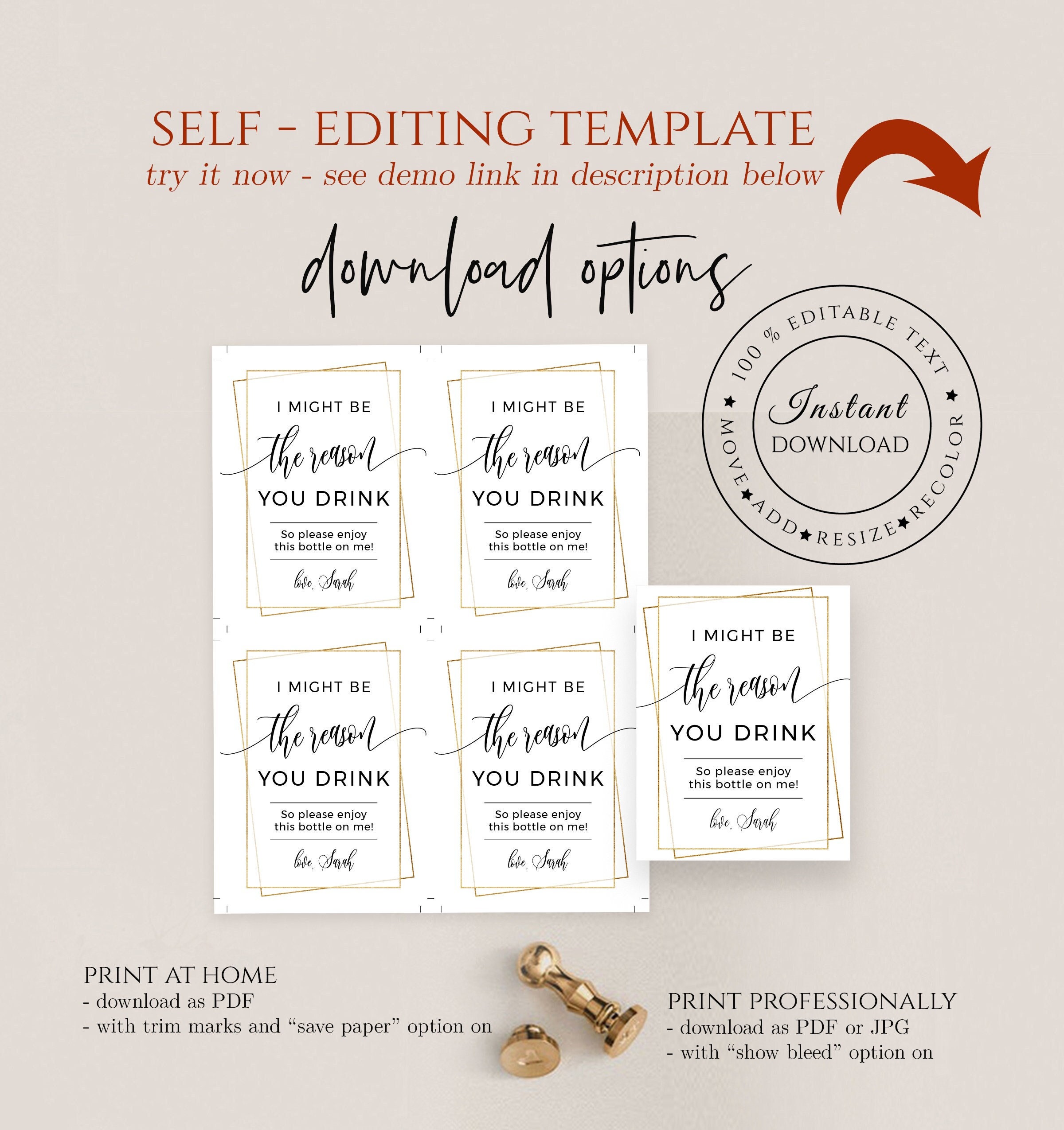 Wine Bottle Label Template, Gift for Boss, Bosses Day Gift, Boss Day ...