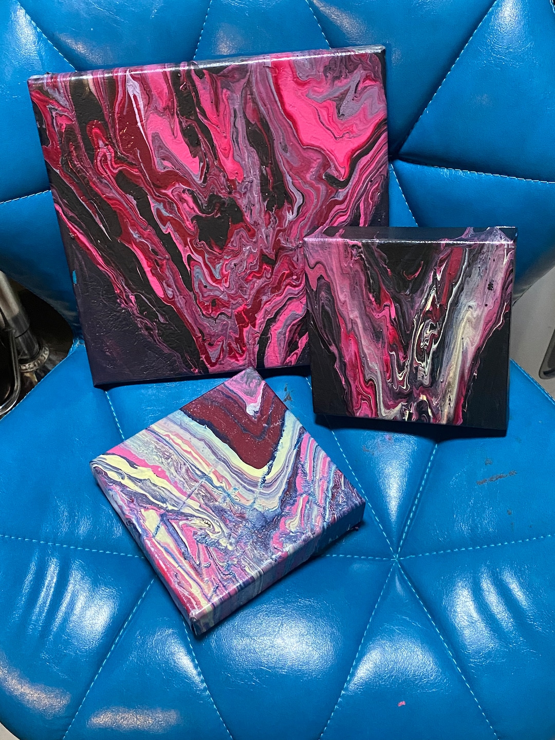 Pink Themed Pour Canvas Set - Etsy