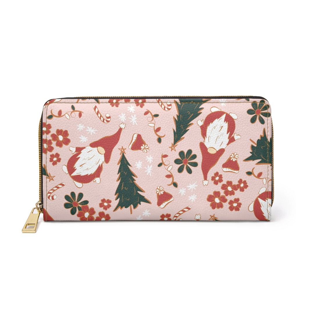 Gnome Santa and Christmans Tree Zipper Wallet, Festive Christmas Gift ...