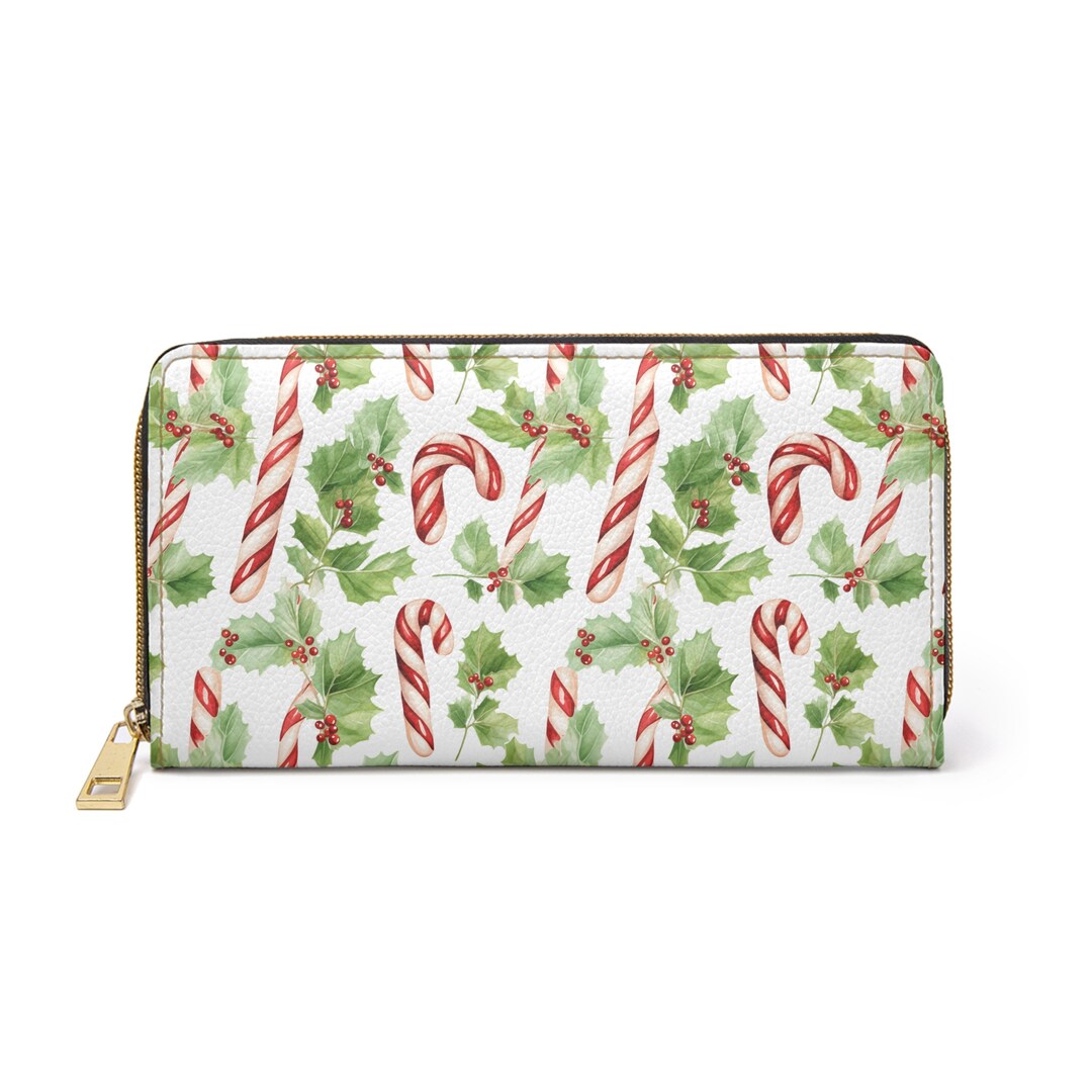 Christmas Plaid Zipper Wallet, Christmas Gift, Candy Cane and Holly ...