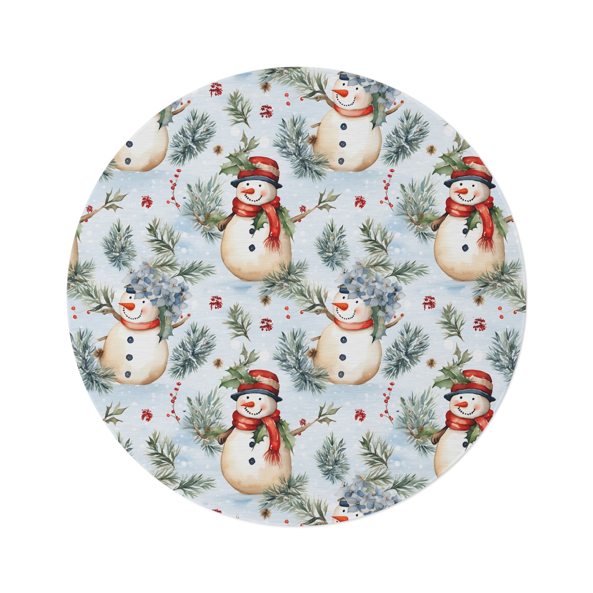 Christmas Round Rug, Holiday Decor, Festive Home Decor, Living Room Rug ...