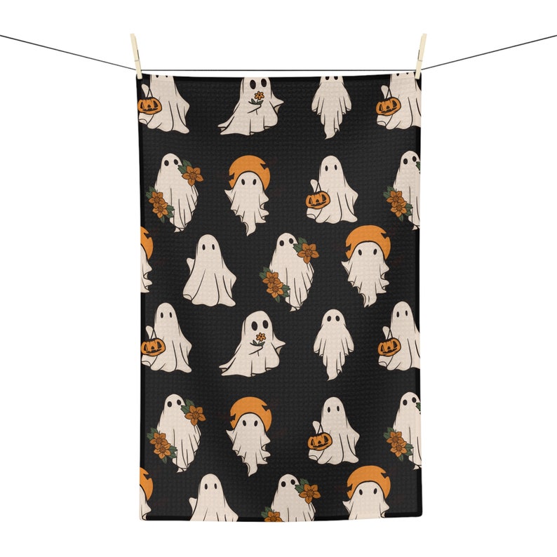 Ghost Print Soft Tea Towel, Cute Ghost Print, Ghost Print Kitchen Towel ...