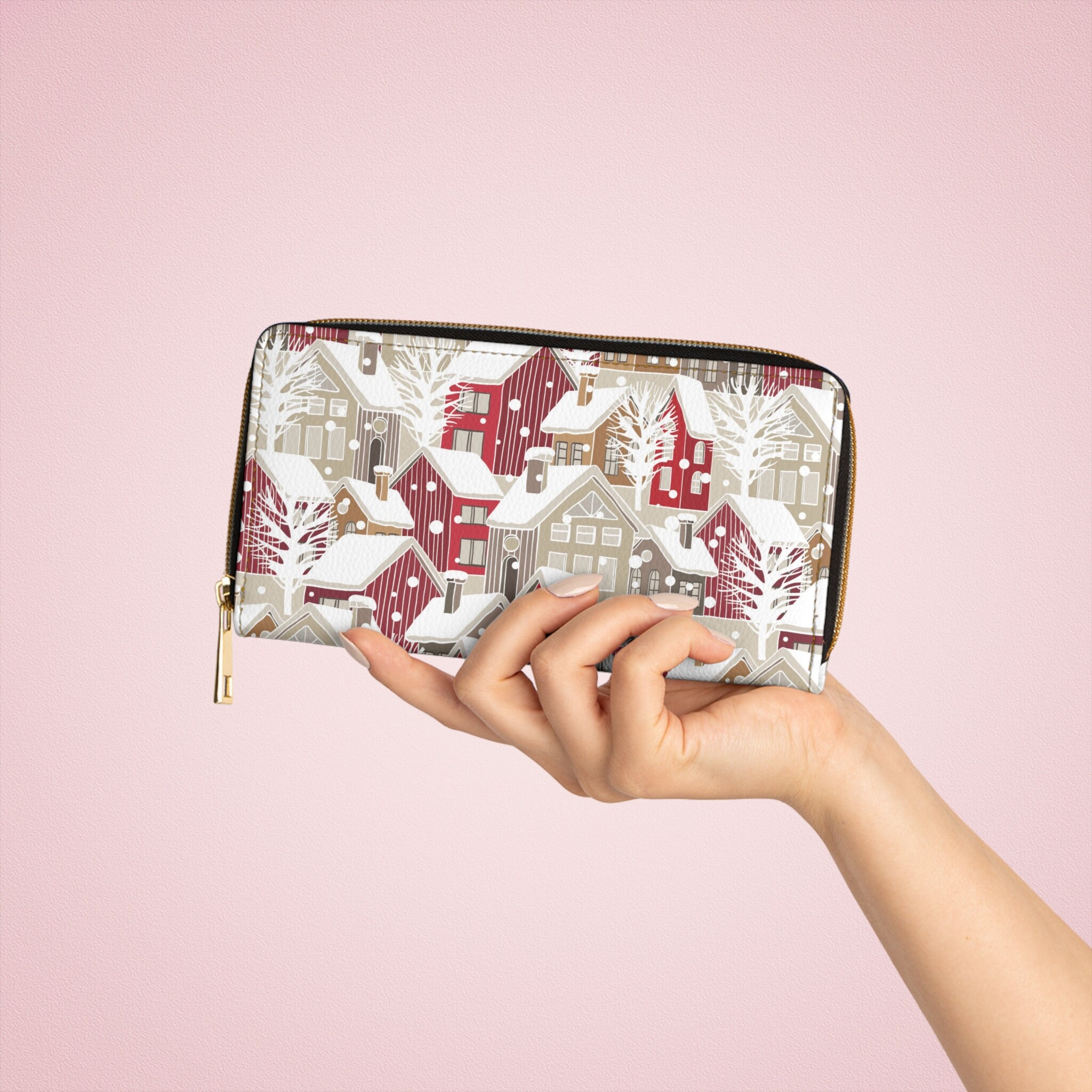 Christmas Town Zipper Wallet, Winter Wonderland Women's Wallet, Holiday ...