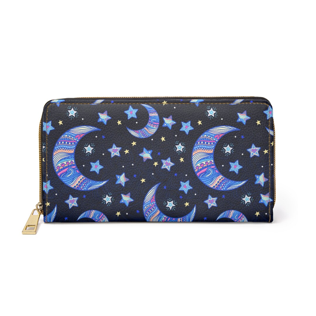 Celestial Zipper Wallet, Moon and Stars Wallet, Starry Night Wallet ...