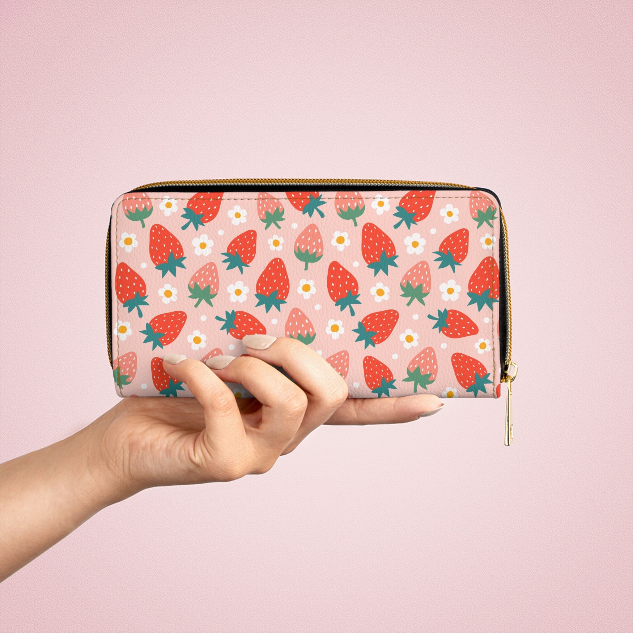 Floral Berry Wallet, Strawberry Wallet, Summer Wallet, Women Wallet ...